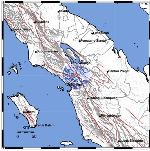 Lagi, Gempa Bumi Tektonik Berkekuatan Magnitudo 3,9 Dirasakan di Tarutung